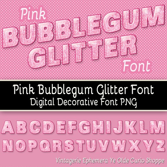 Pink Bubblegum Glitter Font Digital Decorative Font - Etsy Australia