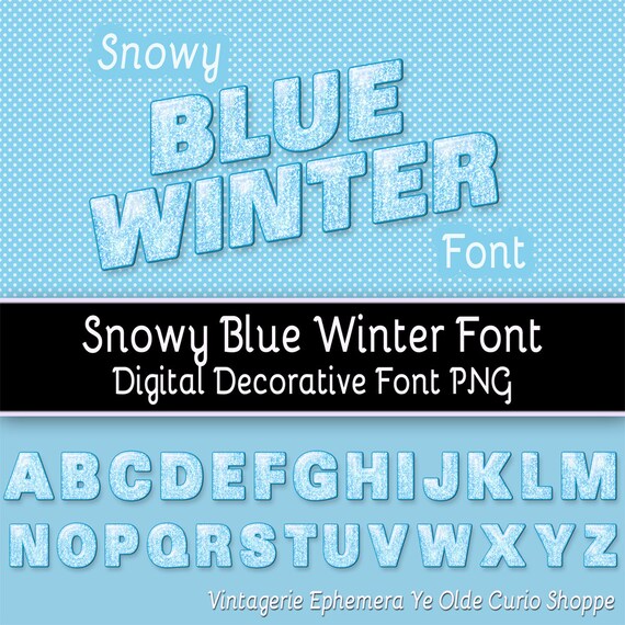 Snowy Blue Winter Font Digital Decorative Font | Etsy