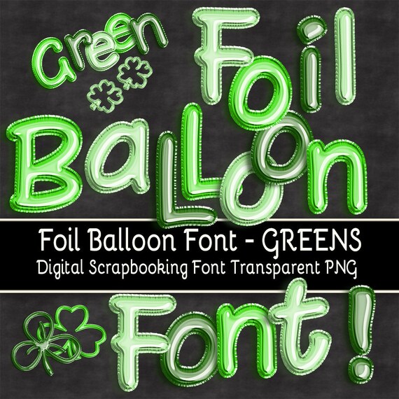 GREEN Foil Balloon Font PNG Clipart Upper/lower Case | Etsy