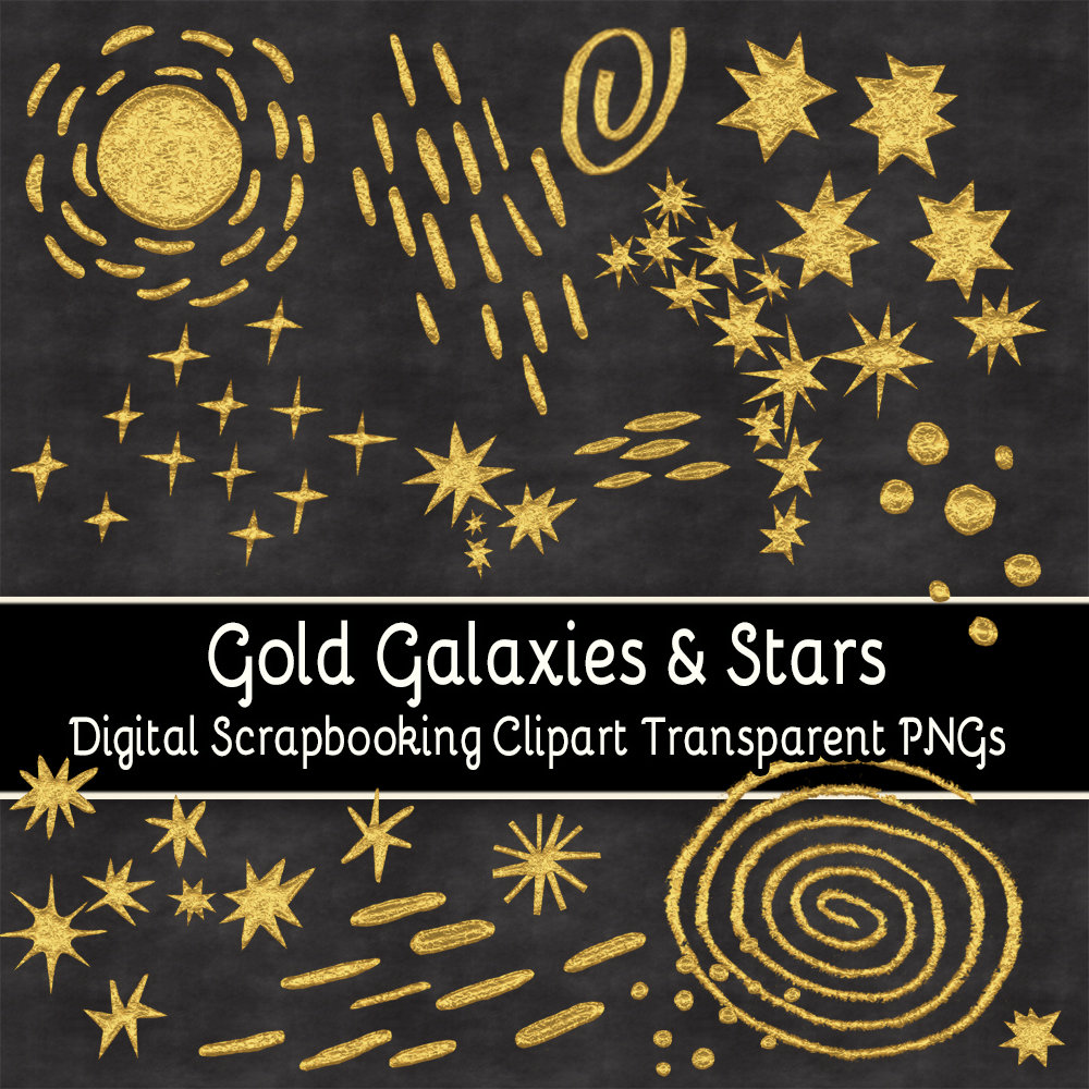 Gold Painted Galaxies and Stars Clipart - Etsy