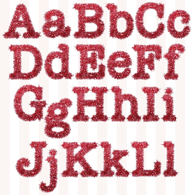 Tinsel Typewriter Font - Red - 2" Tall - Christmas Valentines Day - Etsy