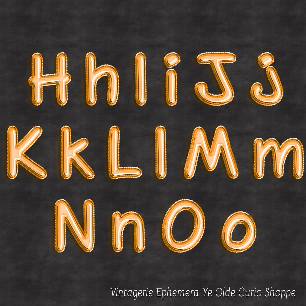 ORANGE Foil Balloon Font PNG Clipart Upper/lower Case - Etsy