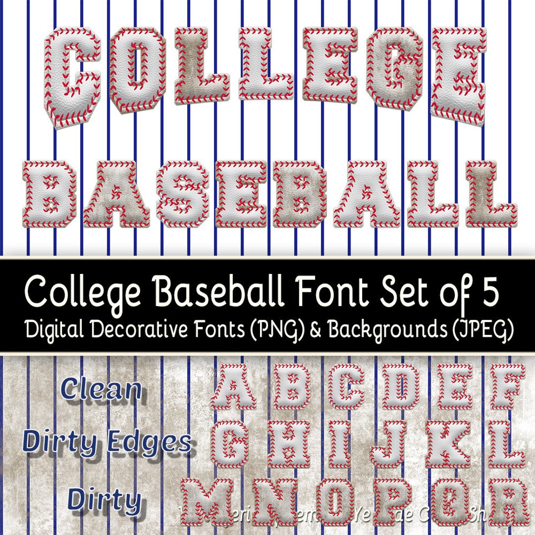 College Baseball Fonts and Backgrounds -- Set of 5 - Etsy