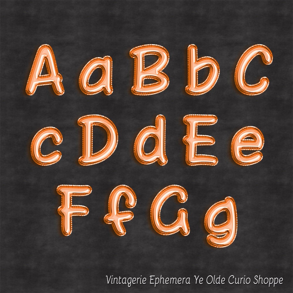 ORANGE Foil Balloon Font PNG Clipart Upper/lower Case - Etsy