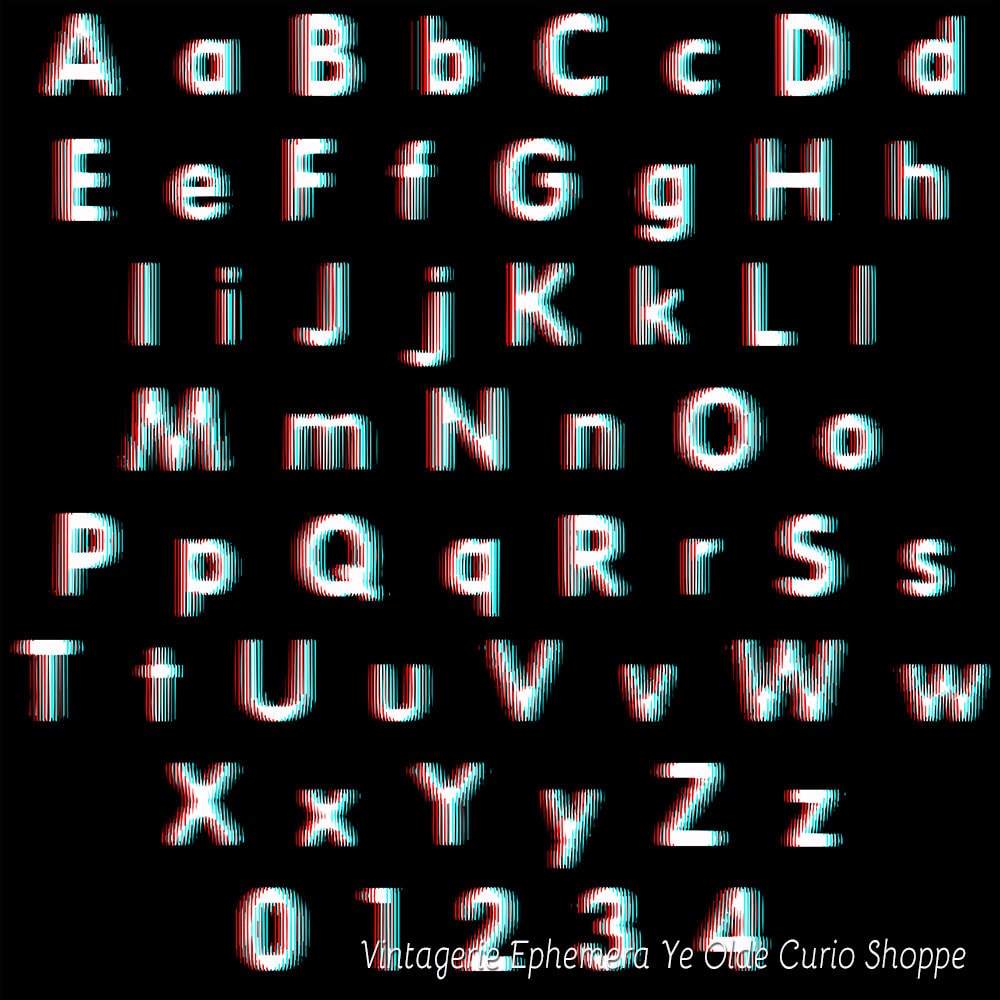 Retro Anaglyph Glitch 3D Movie Font JPG/PNG + 4 Bonus Glitch Overlays ...
