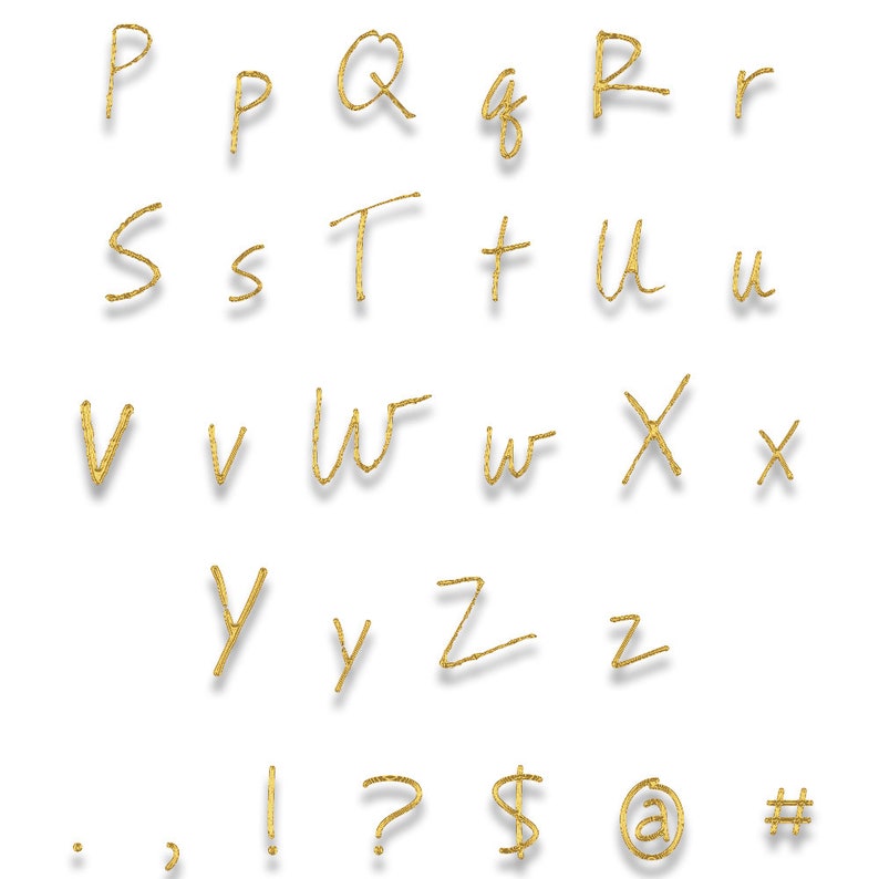 Golden Liquid Handwriting Digital Font Clipart - Etsy