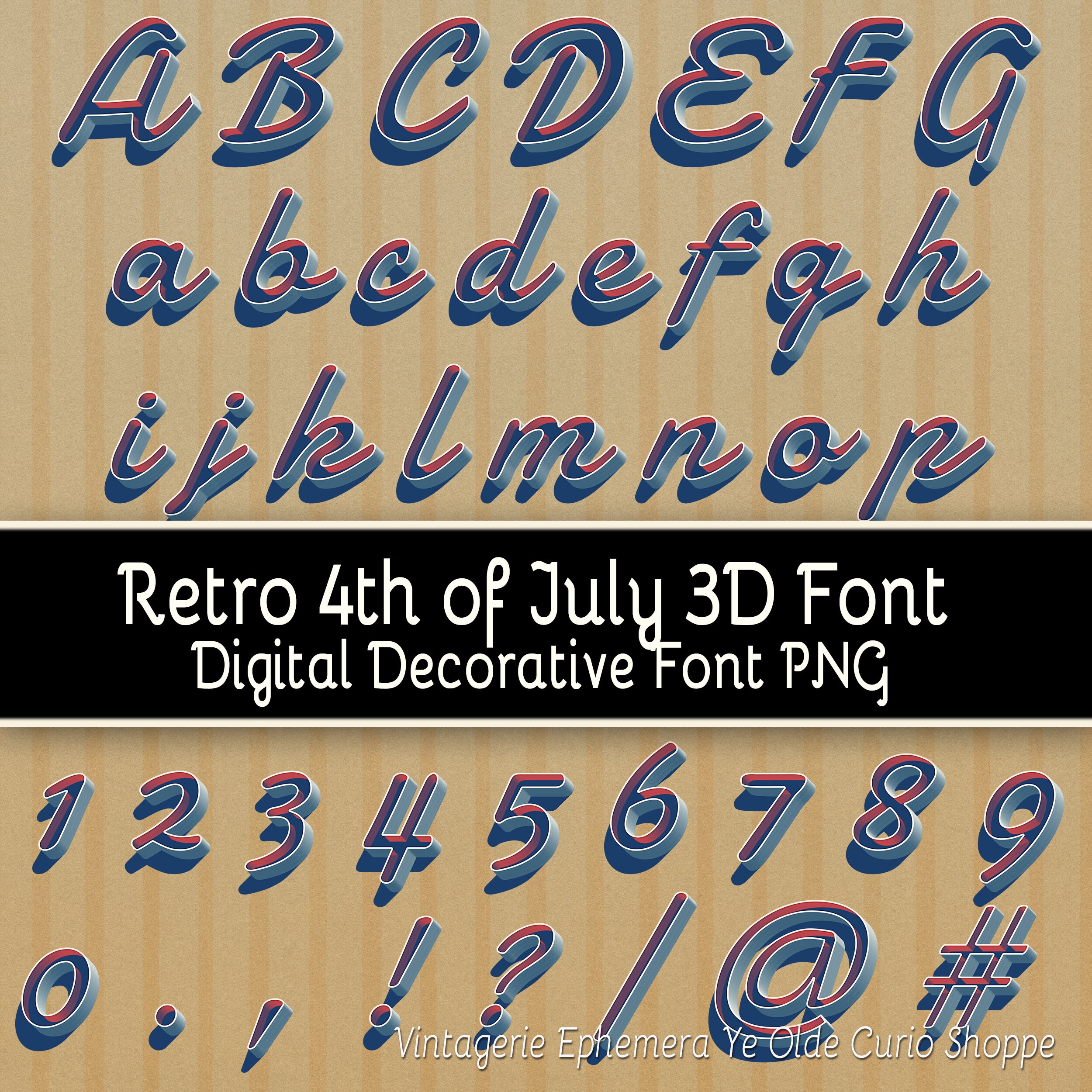 Retro 4th of July 3D Digital Font Set of 2 - Etsy