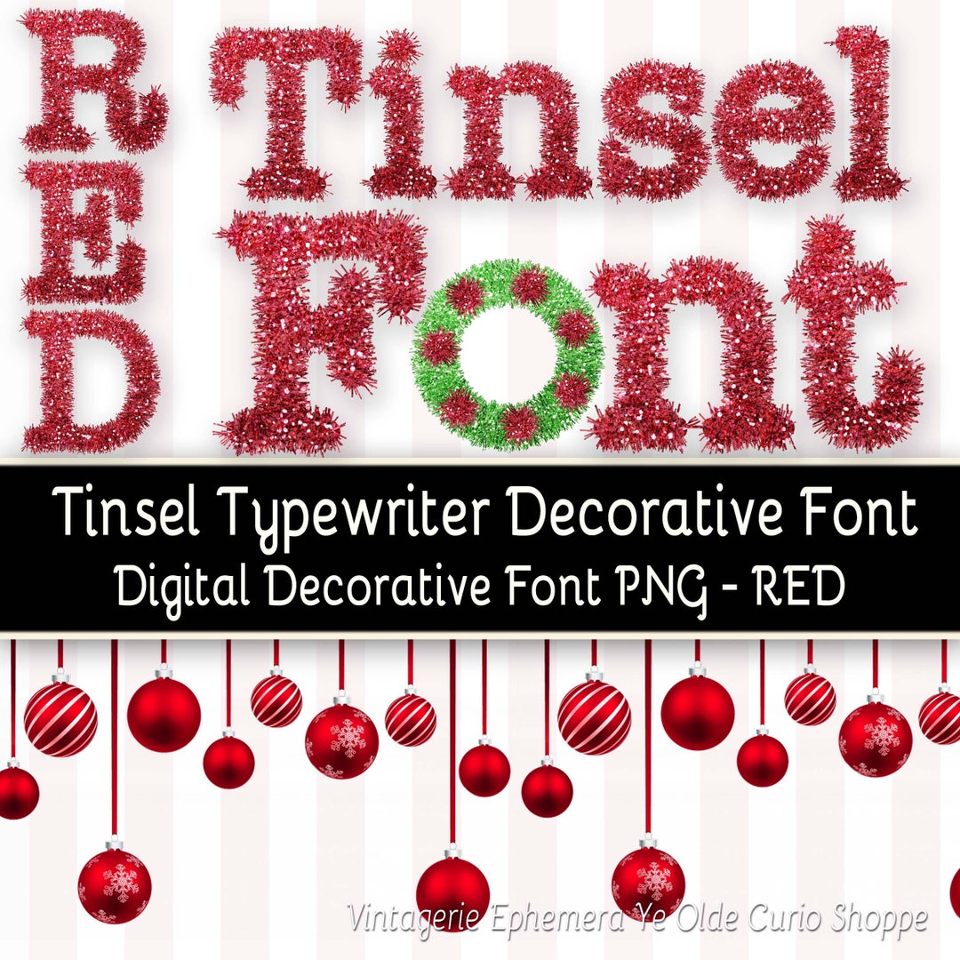 Tinsel Typewriter Font - Red - 2" Tall - Christmas Valentines Day - Etsy