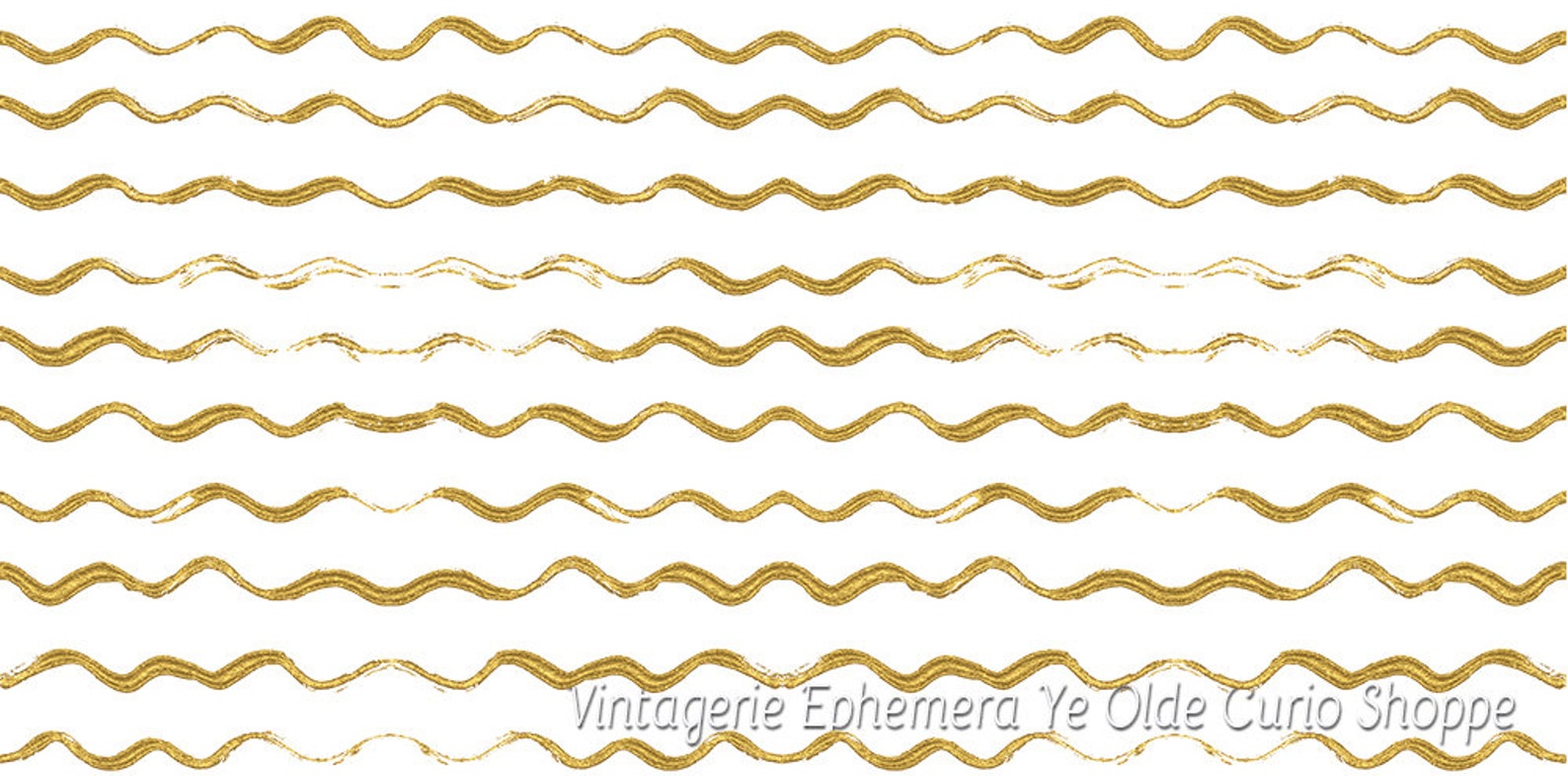 Gold Painted Squiggly Lines Digital Clipart - Set of 10 Lines - Etsy