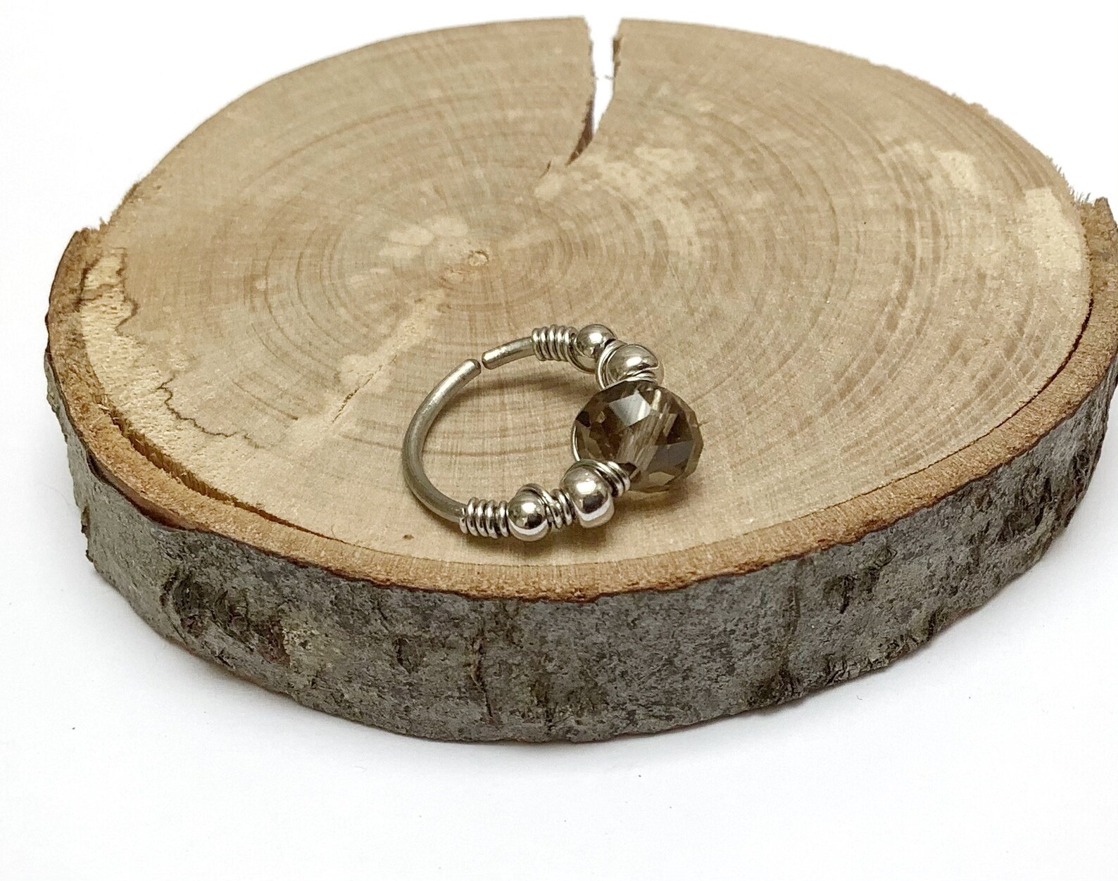 Titanium/steel Piercing, Smoky Quartz, 22G, 20G, 18G, Helix, Conch ...