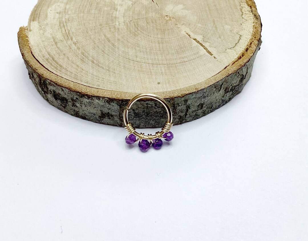 Gold and Amethyst Plated Nose Ring Piercing, Helix, Conch, Septum ...