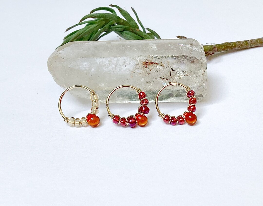 Gold Plated or Steel Piercing Ch Ring Helix Conch Nose Nostril Nostril Cartilage Ear Lobe Creole ...