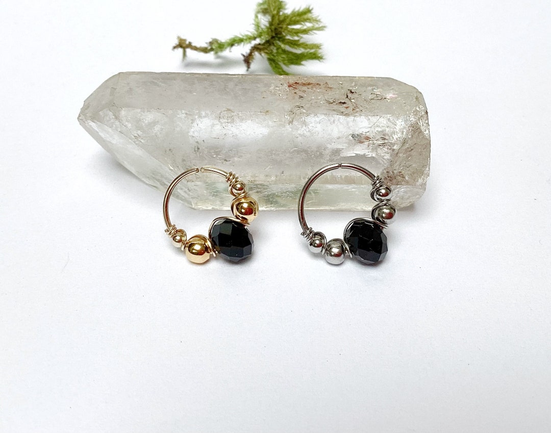 Black Onyx Piercing Gold/titanium/steel Plated Ch Ring Helix Conch ...