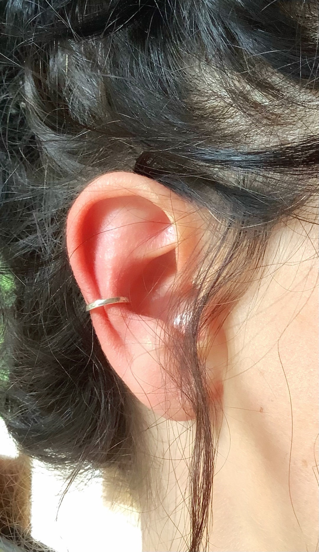 Silver Ear Cuff, Conch Ring, Fake Piercing, Hammered, Custom, Ear Cuff ...