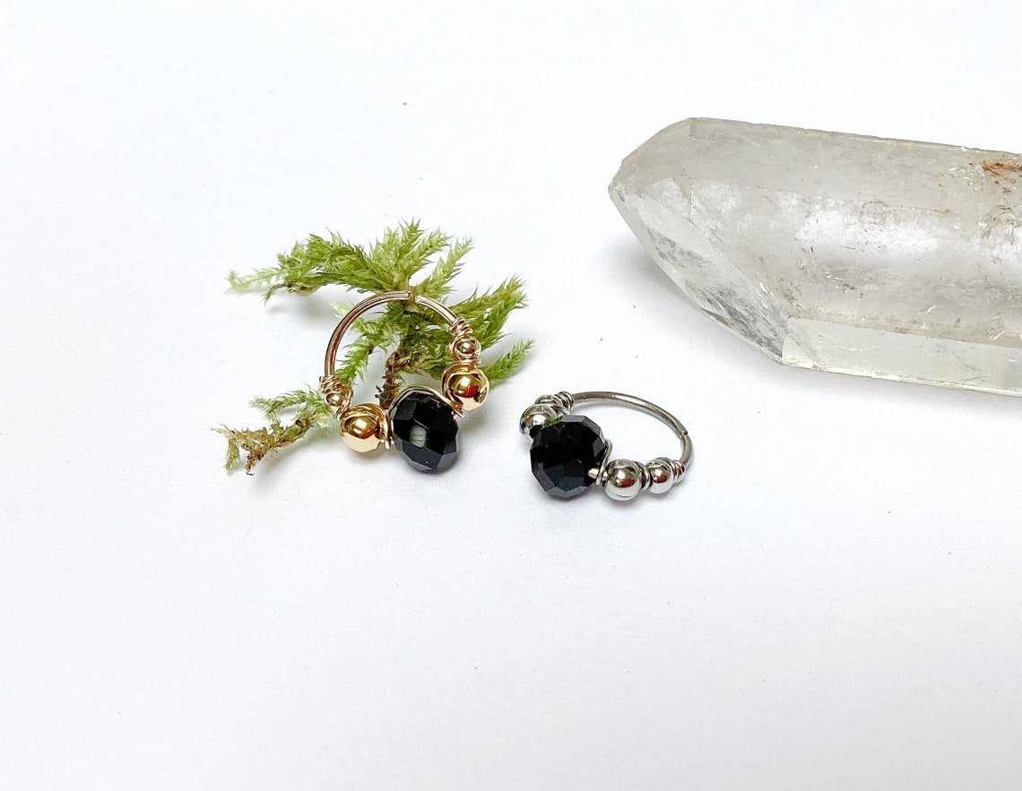 Black Onyx Piercing Gold/titanium/steel Plated Ch Ring Helix Conch ...