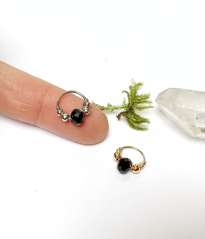 Black Onyx Piercing Gold/titanium/steel Plated Ch Ring Helix Conch ...