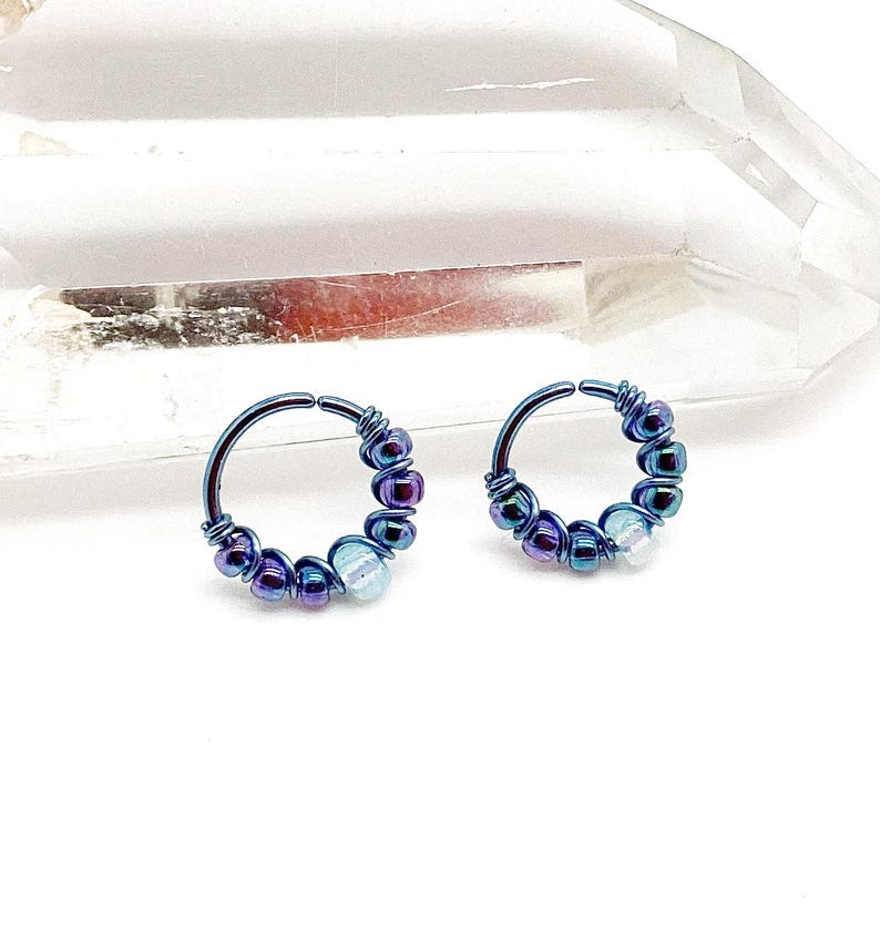 Titanium Piercing ASTM F36 Blue 20G Ring Helix Conch Nose Nostril ...