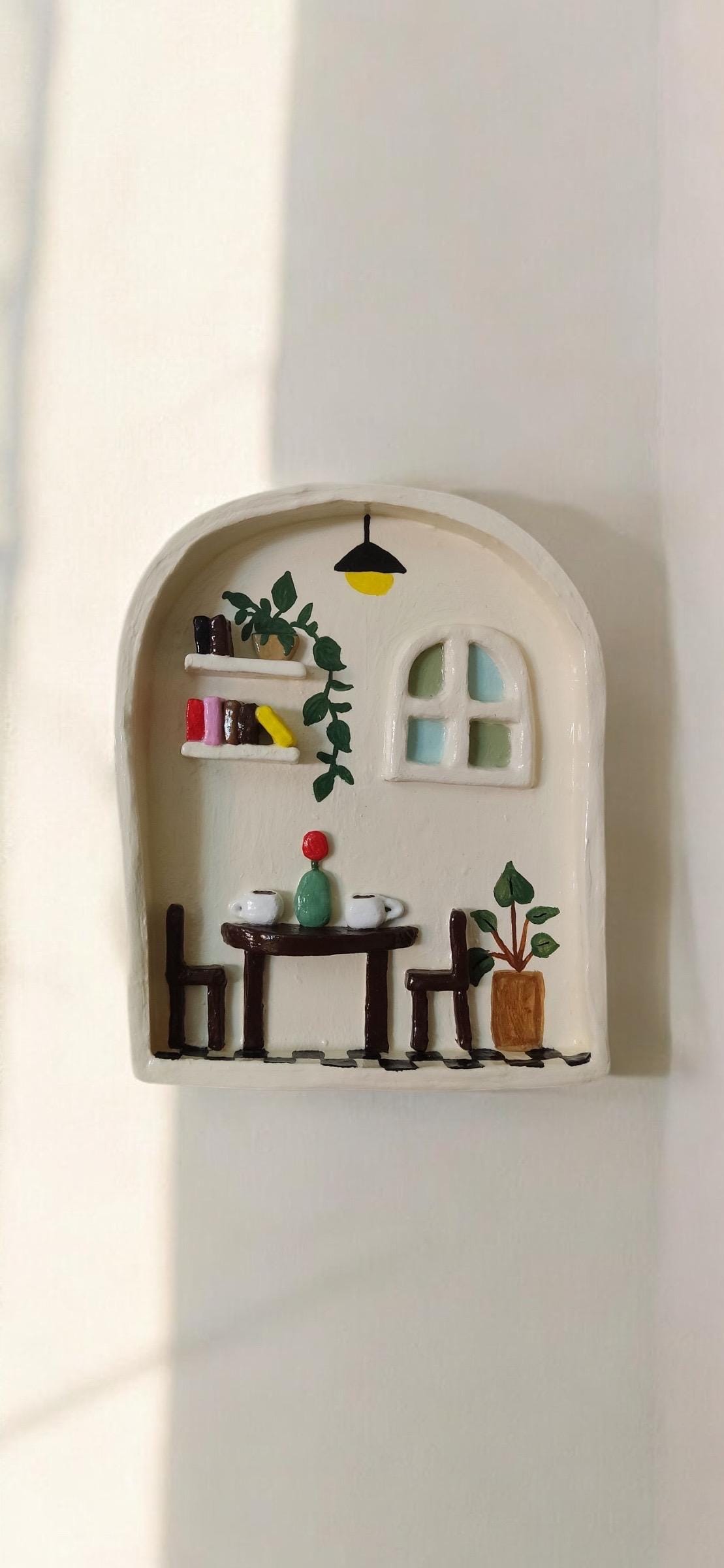 Handmade Ceramic Miniature Cafe Wall Decor: Cozy Home Accent (15x12 Cm ...