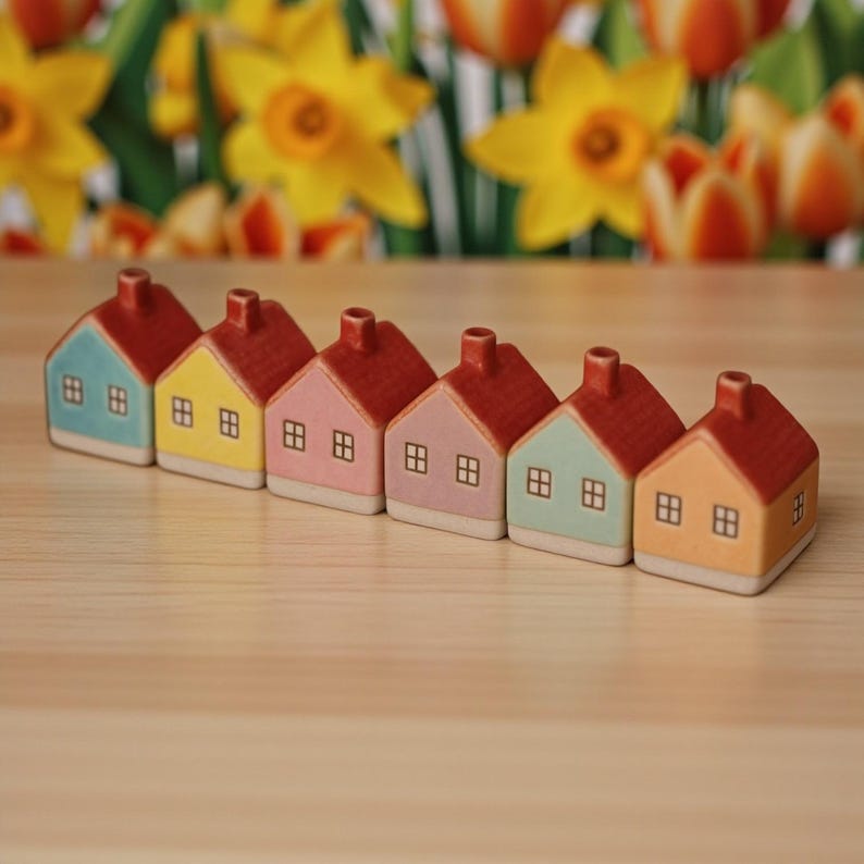 Handmade Ceramic House Set: Pastel Miniature Pottery Home Decor - Etsy