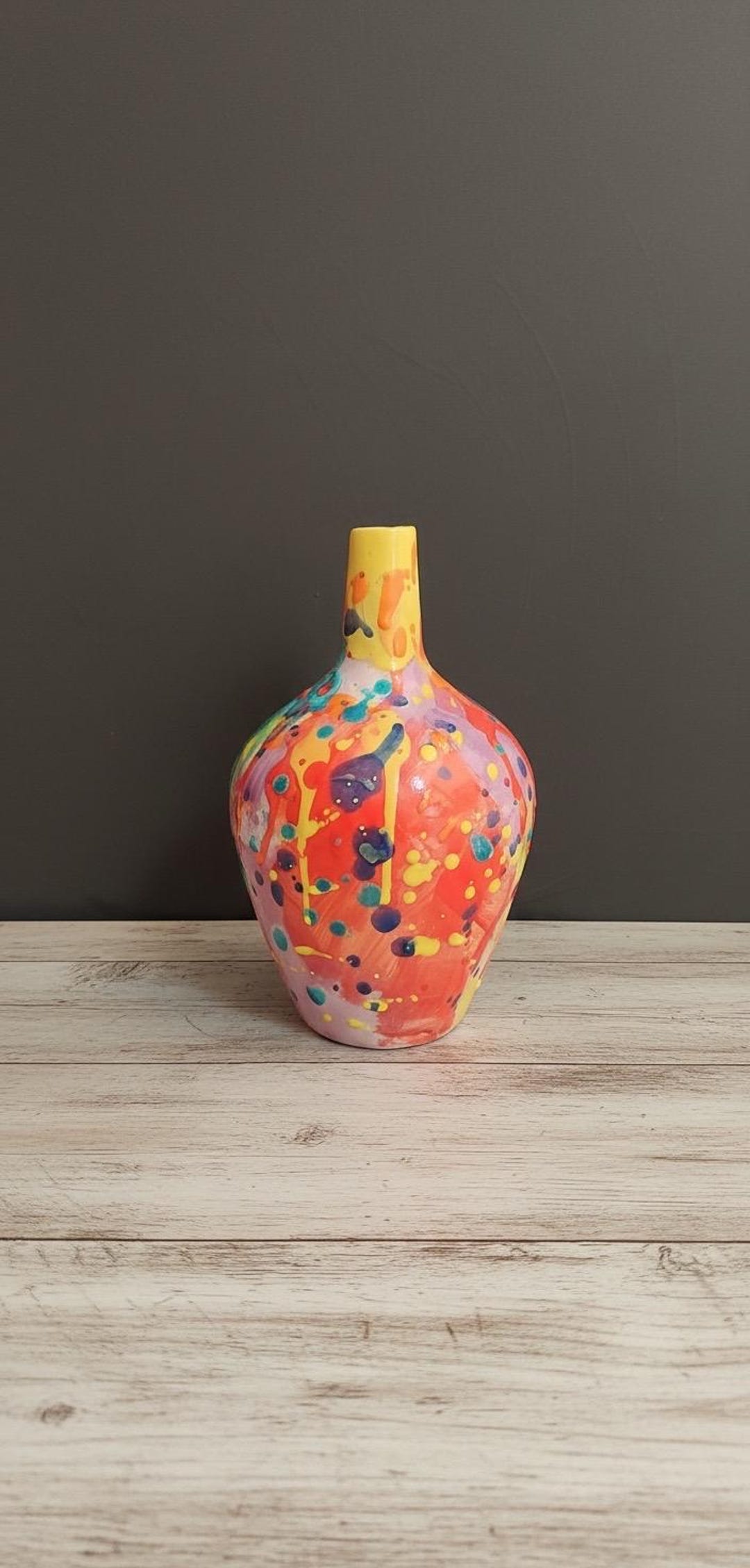 Hand-painted Splatter Paint Ceramic Vase | Maximalist Decor - Etsy