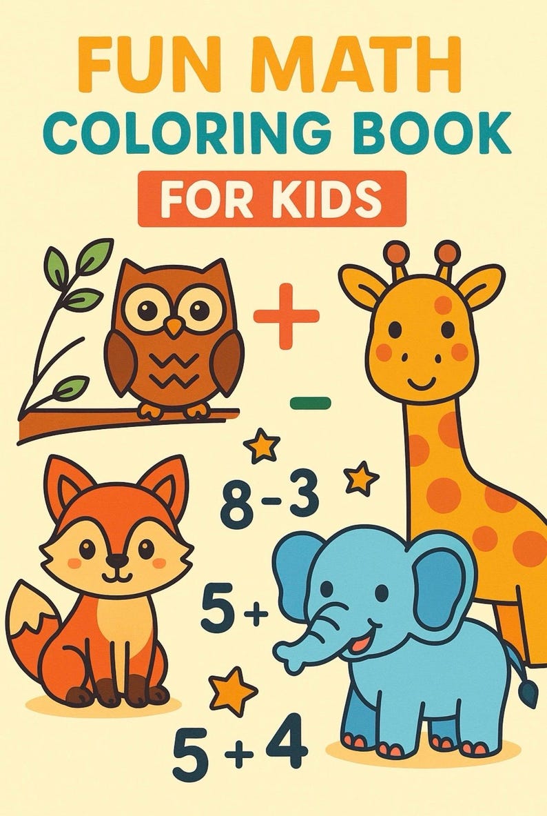 Fun Math Coloring Book for Kids - Printable PDF - Addition ...