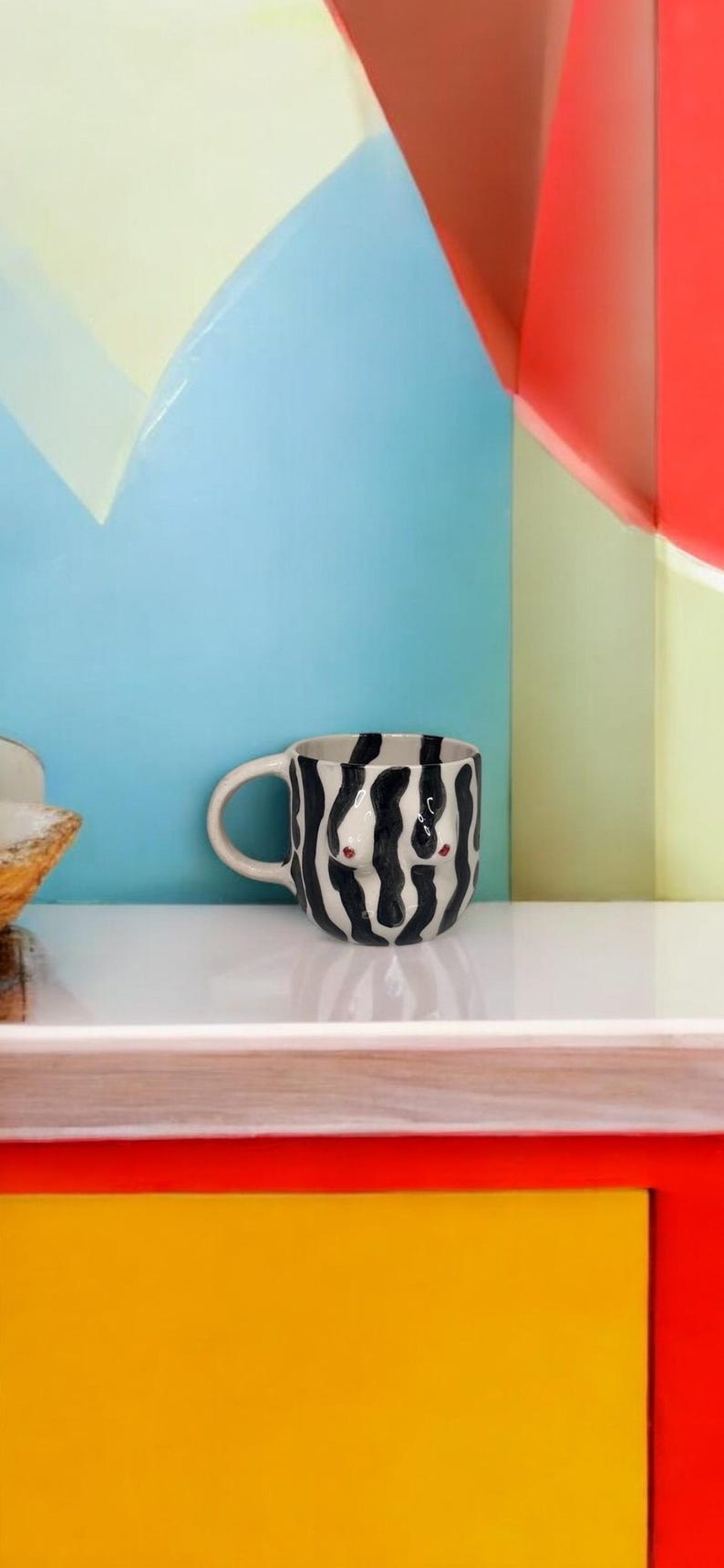 Handmade Ceramic Boob Mug – 200ml Zebra Stripe Feminine Form Cup ...