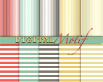Retro Digital Paper Pack, Instant Download, Printable Paper, Digital ...