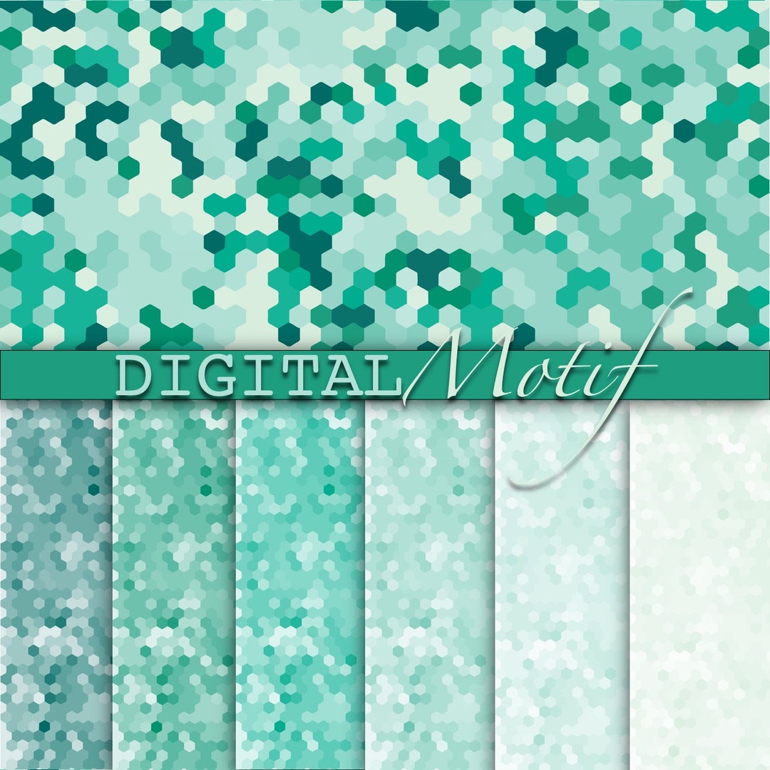 Teal Digital Paper, Hexagon Instant Download, Teal Geometric Scrapbook ...