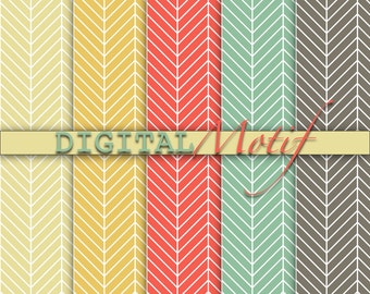Retro Digital Paper Pack, Instant Download, Printable Paper, Digital ...