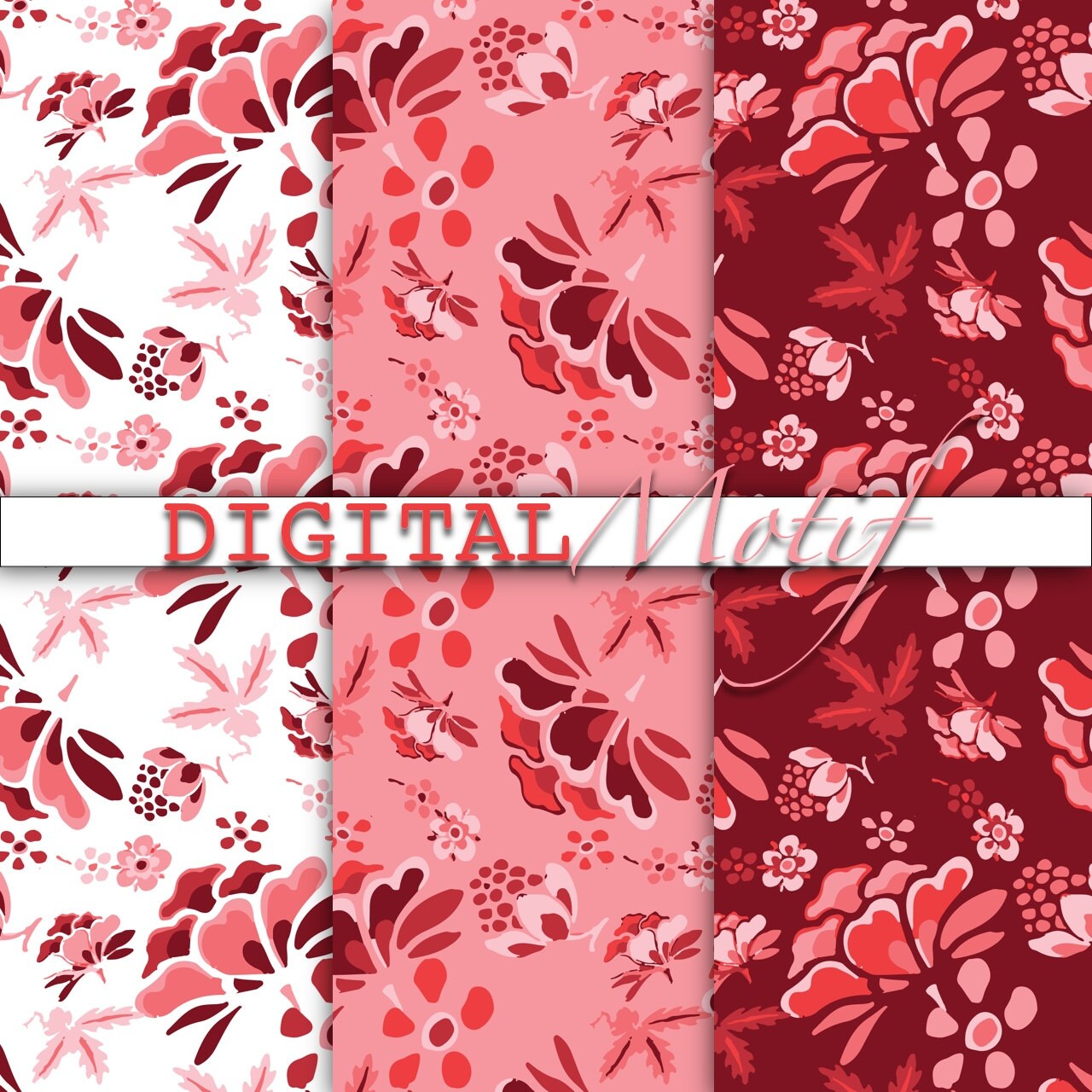 Red, Pink & White Digital Paper, Instant Download Scrapbook Paper ...