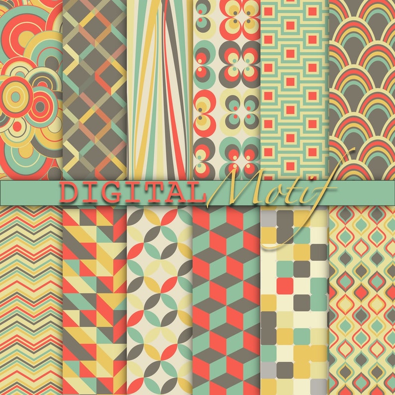 Retro Digital Paper Pack Instant Download Printable Paper - Etsy