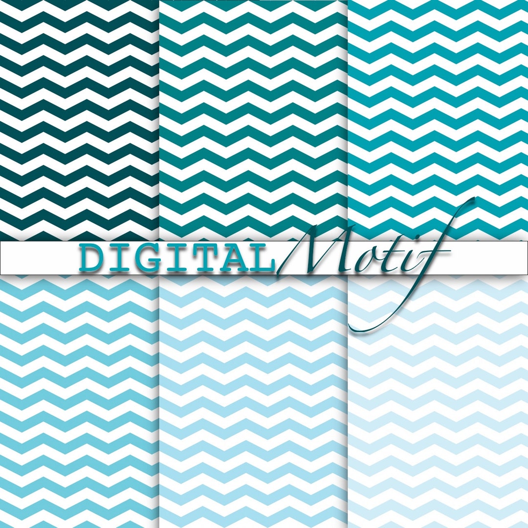 Aqua Chevron Digital Paper, Instant Download Blue Green Digital Paper ...