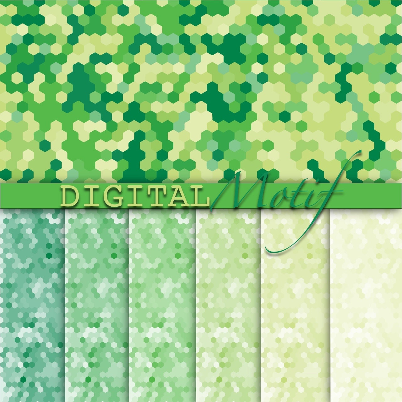 Green Digital Paper, Instant Download, Geometric Scrapbook Paper, Green ...