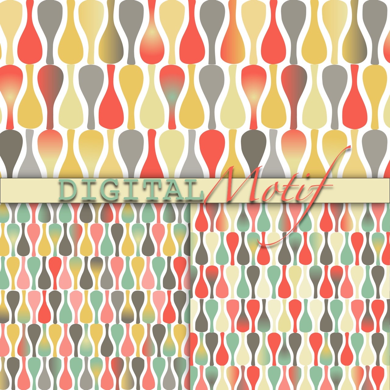 Retro Digital Paper Pack, Instant Download, Printable Paper, Digital ...