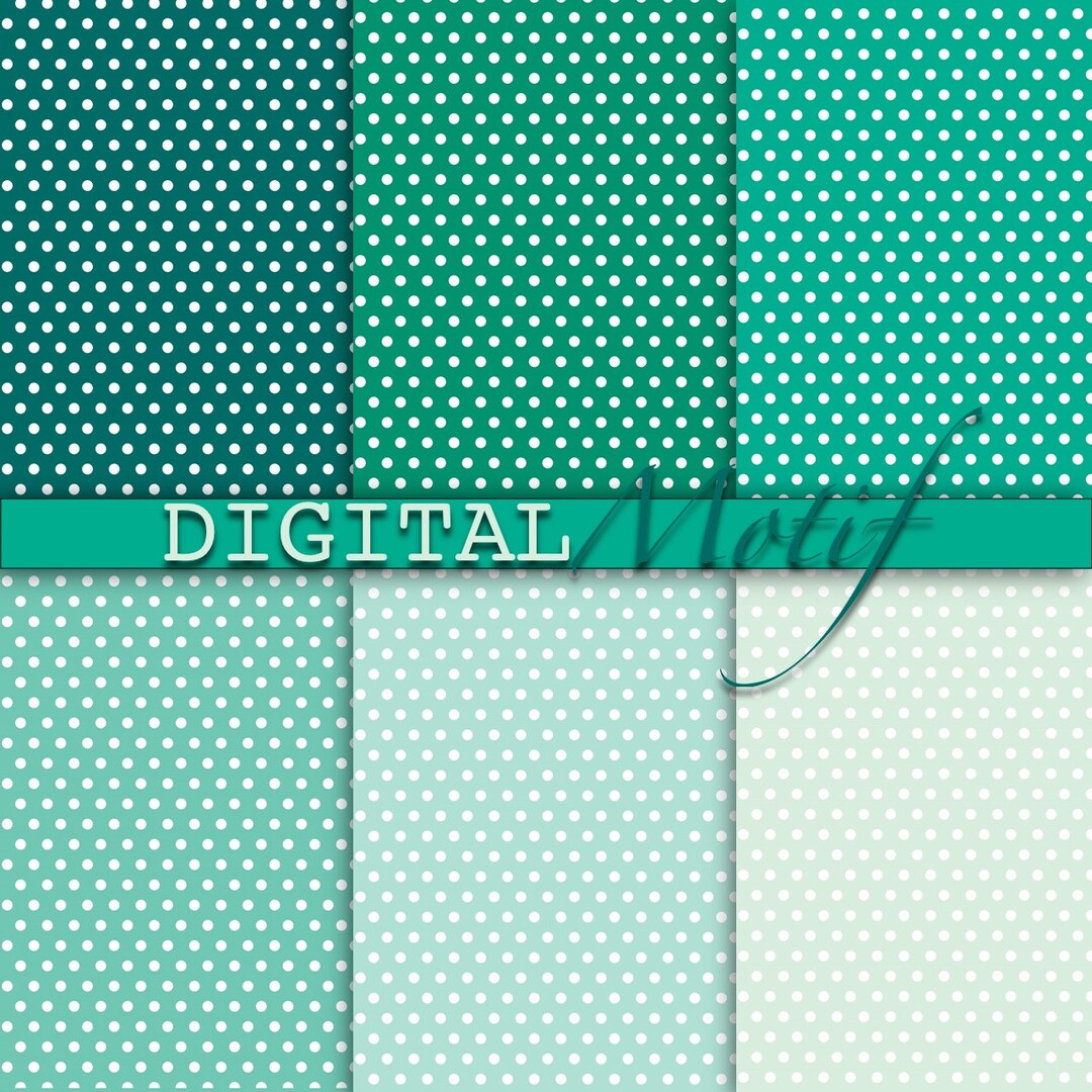 Teal Digital Paper, Polka Dot Printable Paper, Instant Download Mint ...