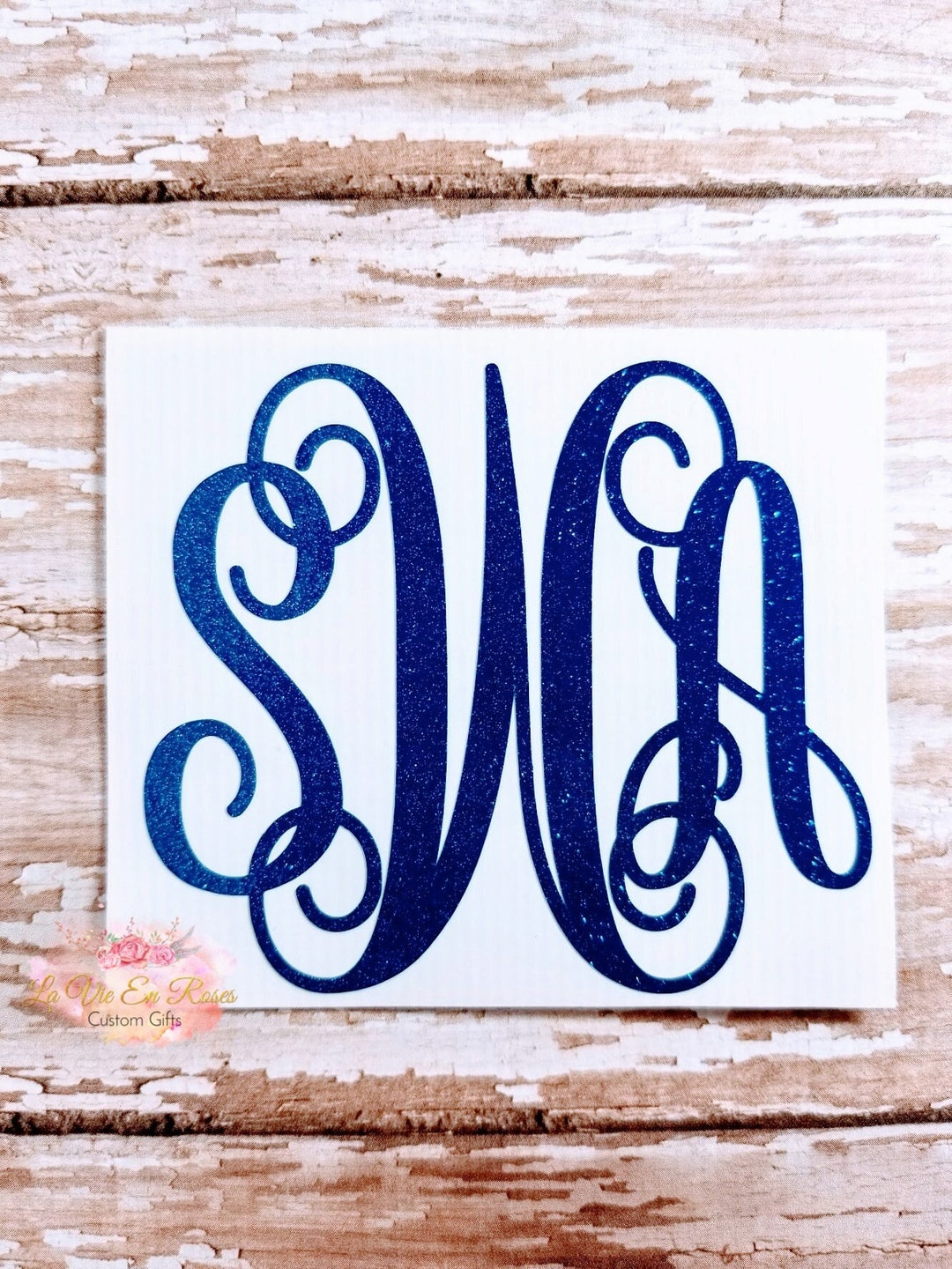Swirl Monogram Sticker, Glitter Vine Decal, Glitter Monogram, Glitter ...