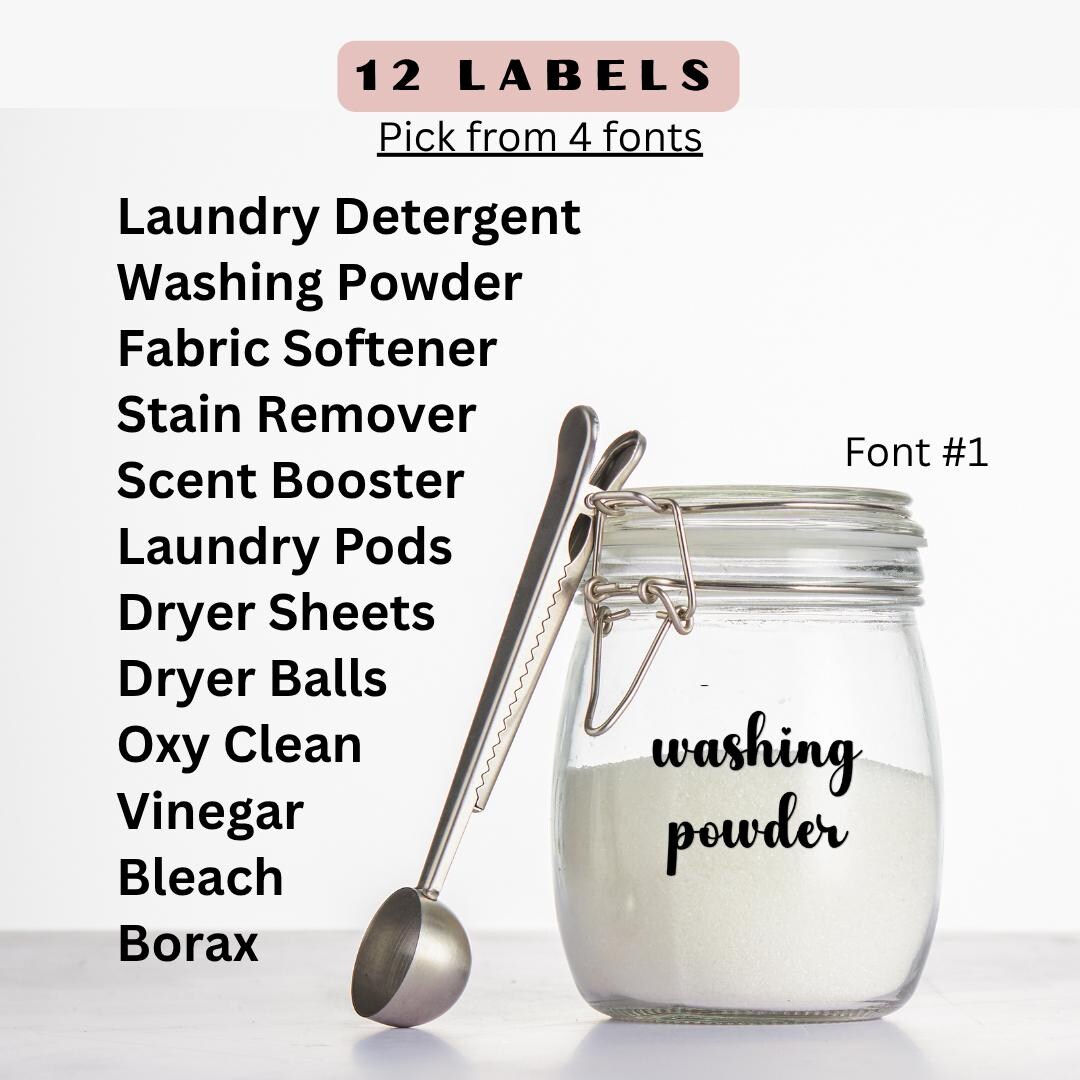 Laundry Labels, Decals, Label Sheets, Cleaning Labels, 12 Pre Designed ...