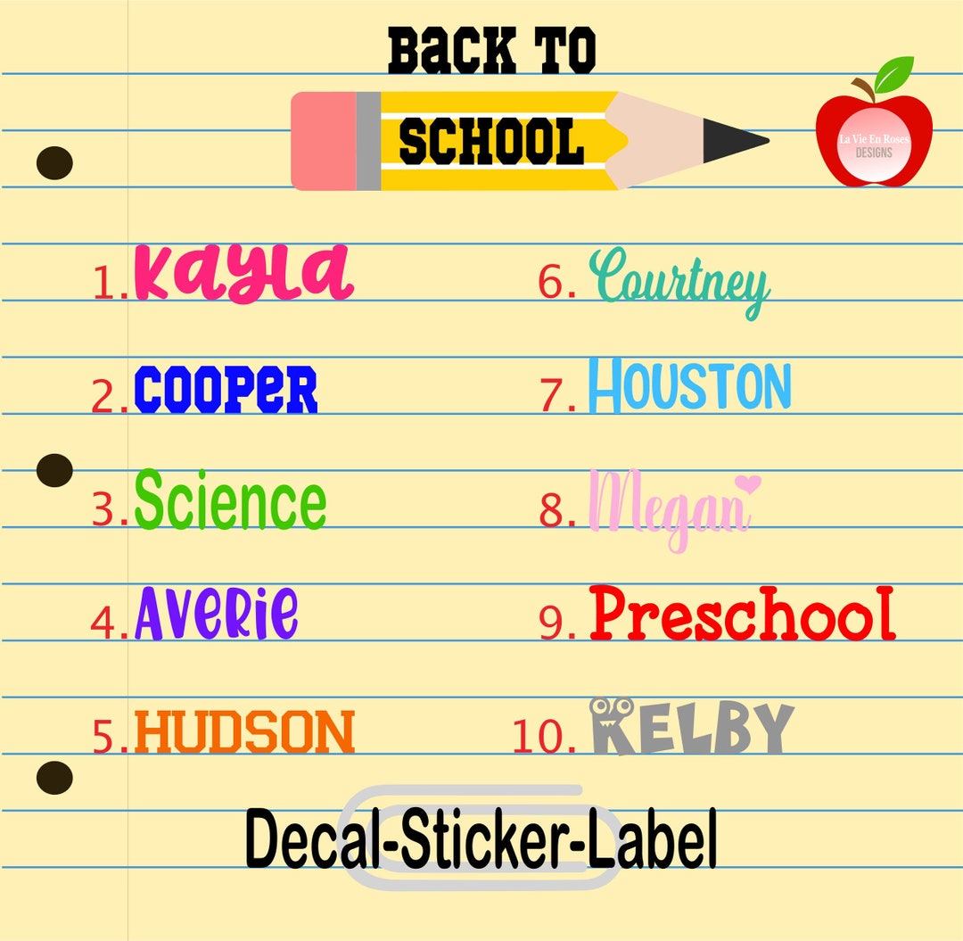 Back to School Sticker, Holographic Name Decal, Custom Name Decal ...