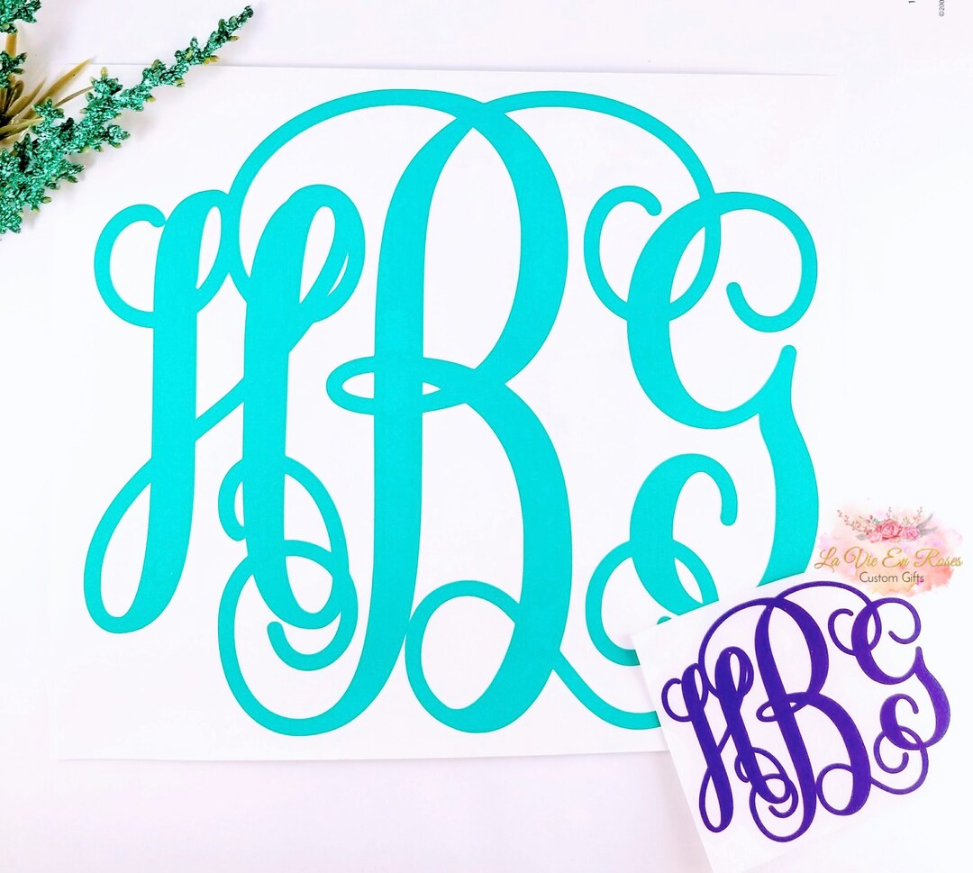 Monogram Sticker Monogram Laptop Sticker Monogram Car Decal Custom ...