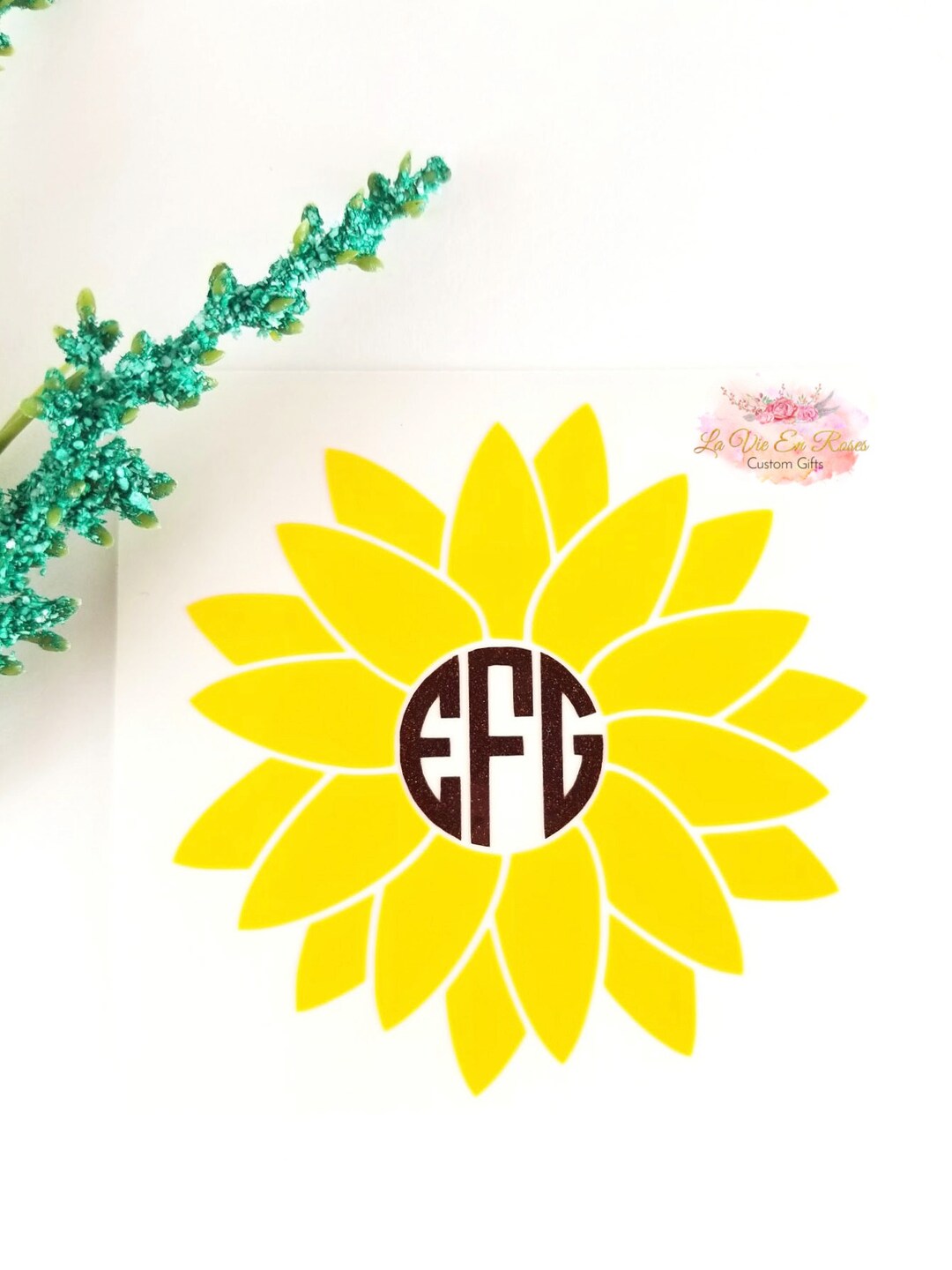 Sunflower Monogram Decal Sunflower Monogram Decal Flower Decal - Etsy
