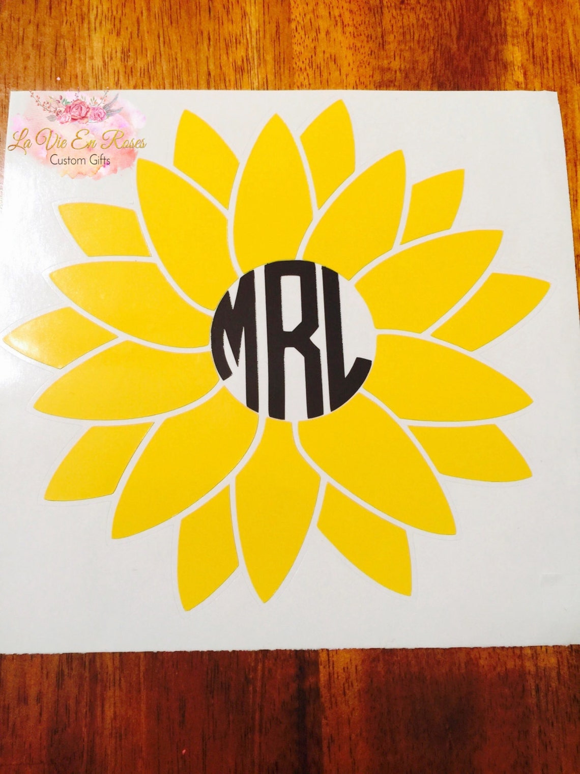 Sunflower Monogram Decal Sunflower Monogram Decal Flower Decal | Etsy