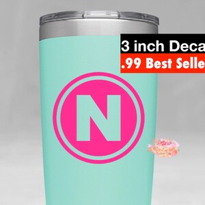 Letter Decal Circle Letter Sticker Initial Decal Cup Decal Car | Etsy