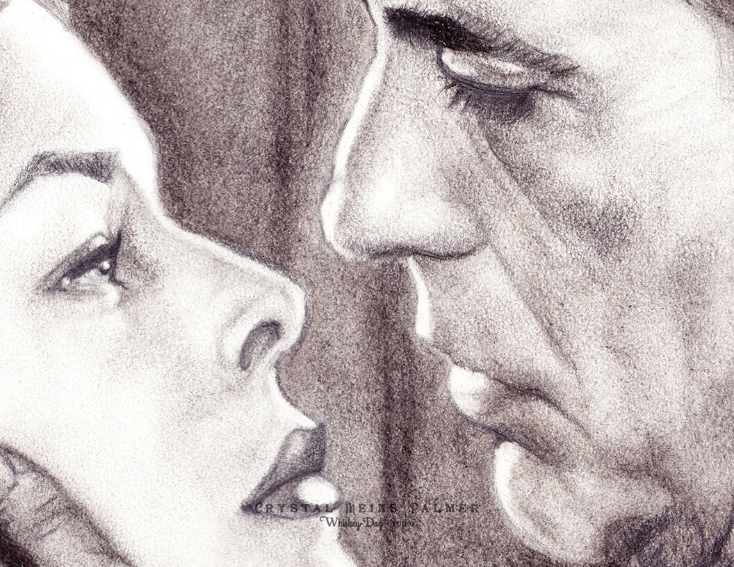 Charcoal Pencil Drawing of Bogart & Bacall Film Noir Art - Etsy