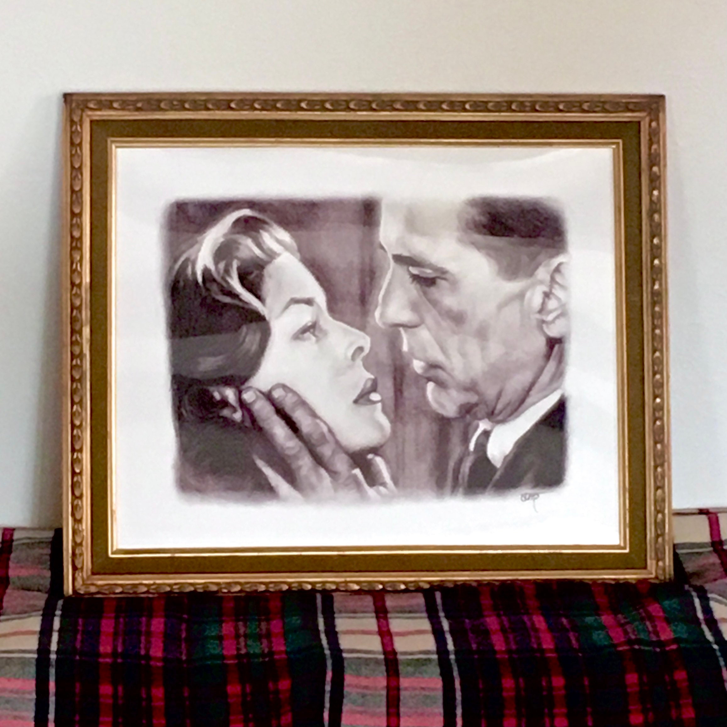 Charcoal Pencil Drawing of Bogart & Bacall Film Noir Art - Etsy
