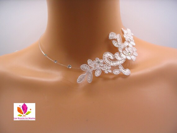 White Lace Wedding Jewelry Lace Wedding Necklace Custom and | Etsy