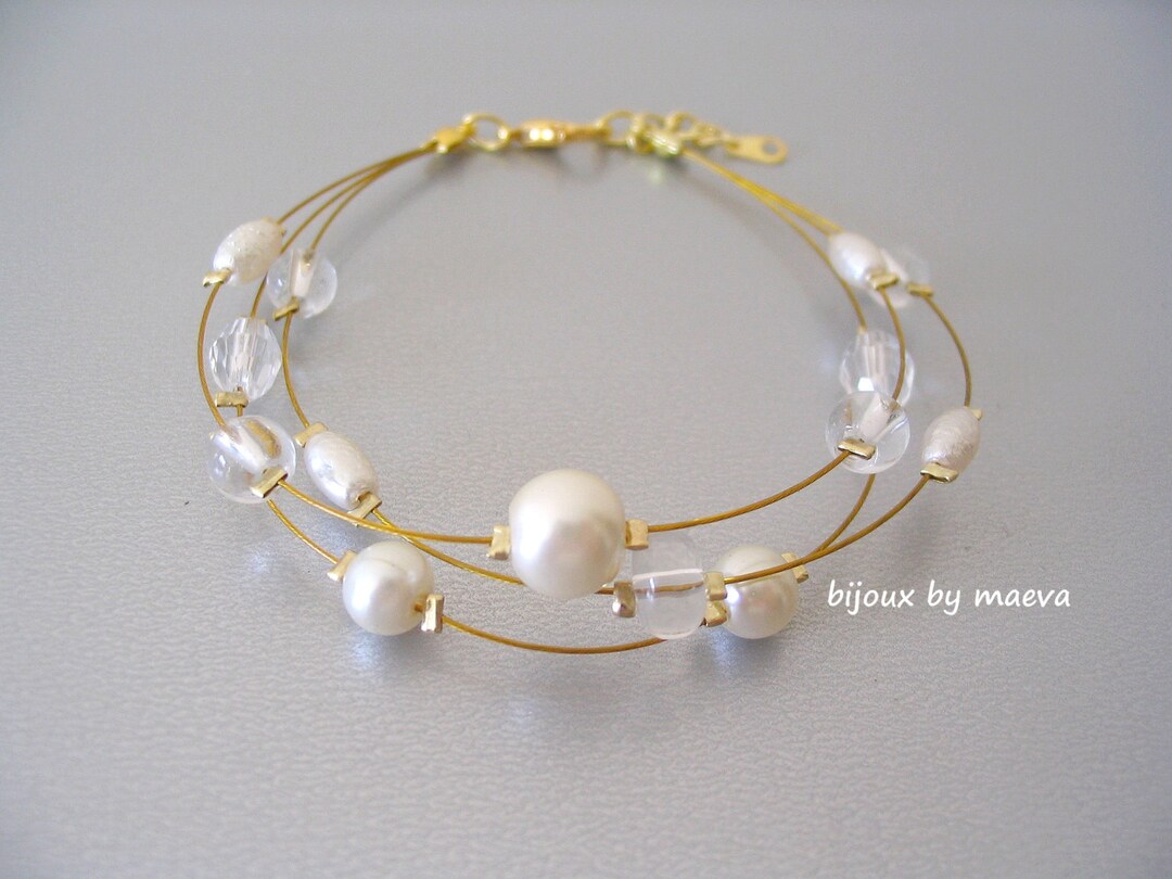Wedding Jewelry Strap Ivory Beads and Transparent for Bride - Etsy