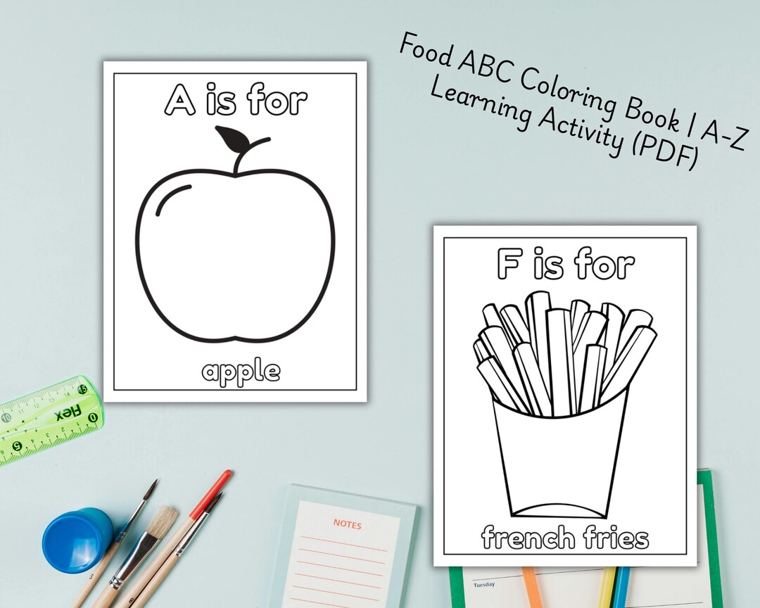 Food Alphabet Coloring Book | A-Z Learning Activity (PDF) - Etsy Australia
