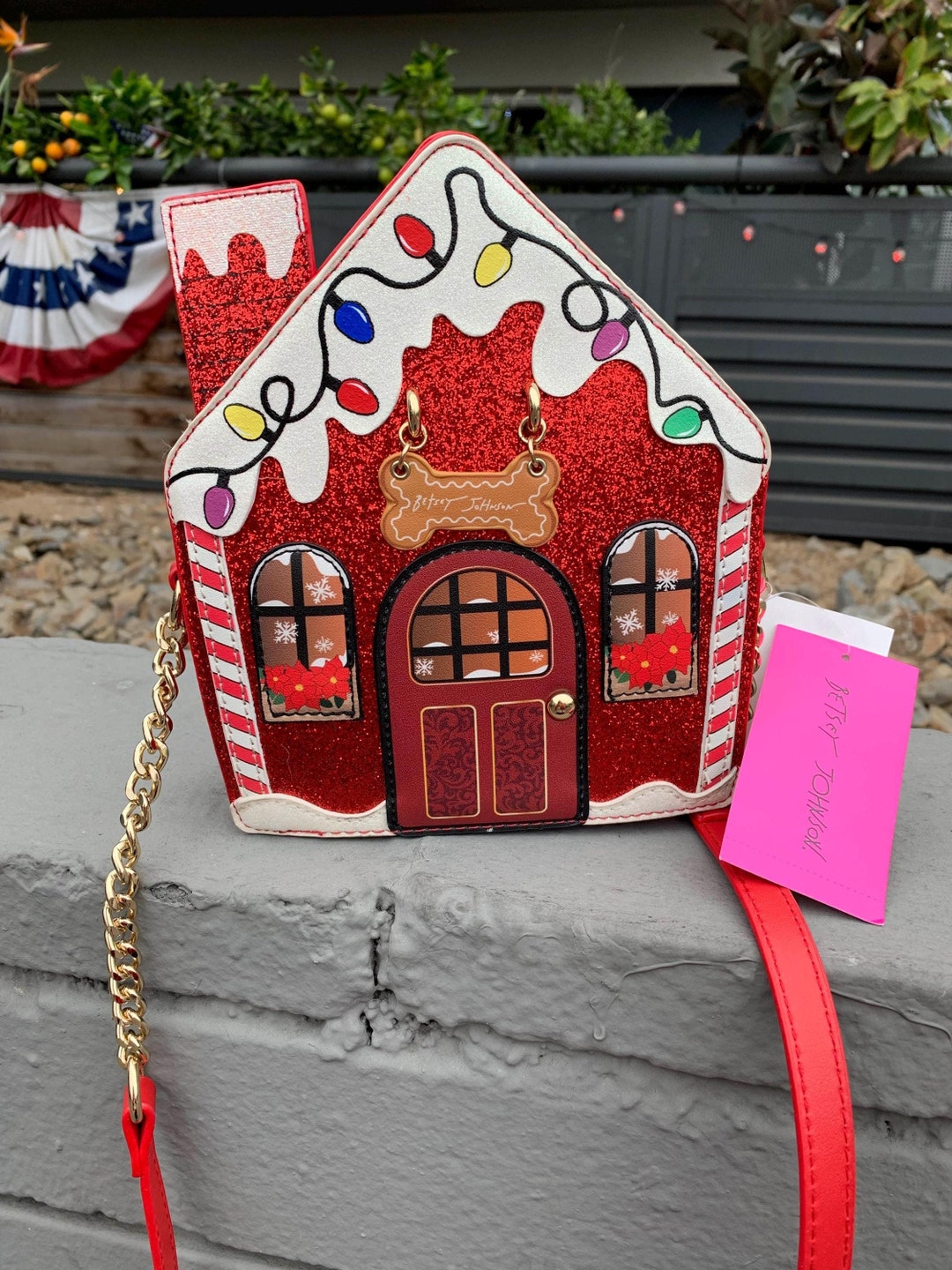 Betsy Johnson Gingerbread House Purse / Crossbody / New Excellent ...