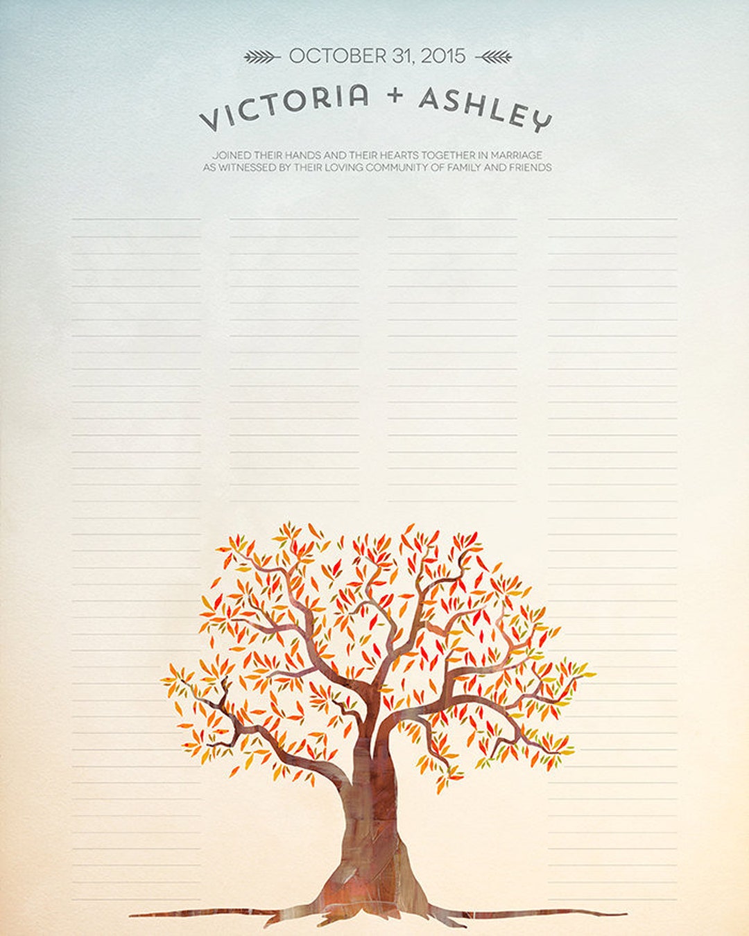 Wedding Certificate Tree Quaker Marriage Certificate Autumn Tree at ...