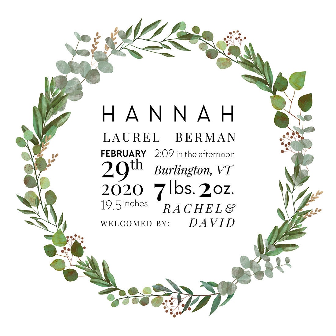 Baby Art Hebrew Naming Certificate Birth Announcement Custom Art Good ...